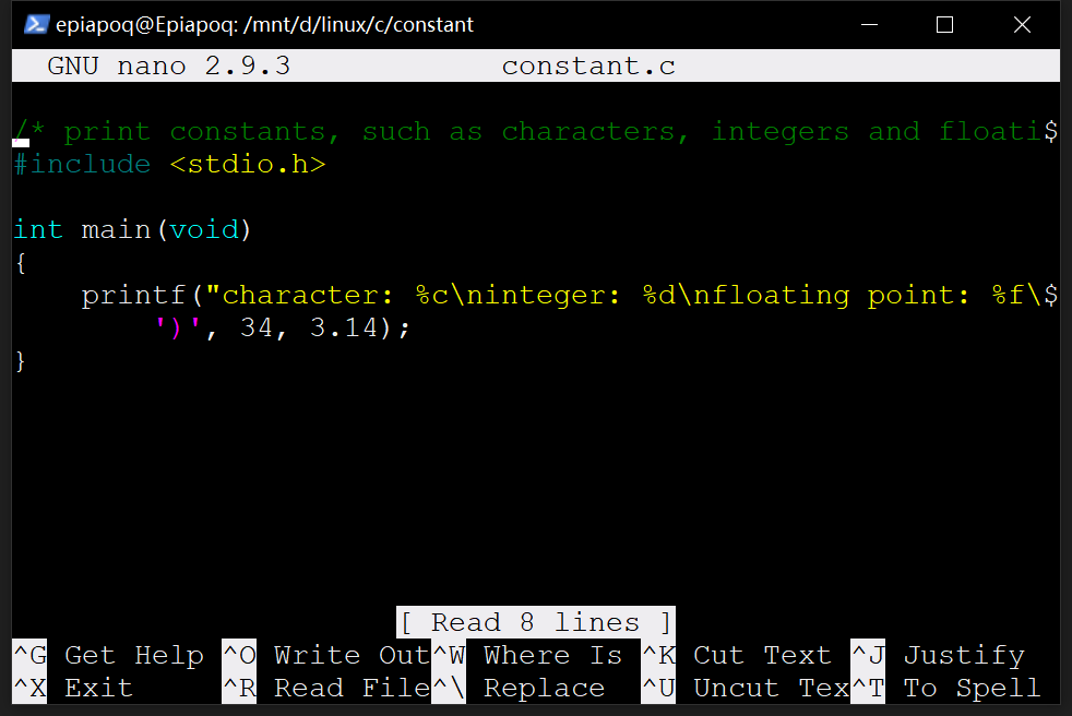Linux C Programming Nano Editor F L O W